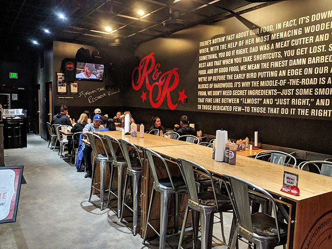 Where meat meets seat. The counter service setup keeps the focus where it belongs—getting exceptional barbecue from smoker to mouth with minimal delay.