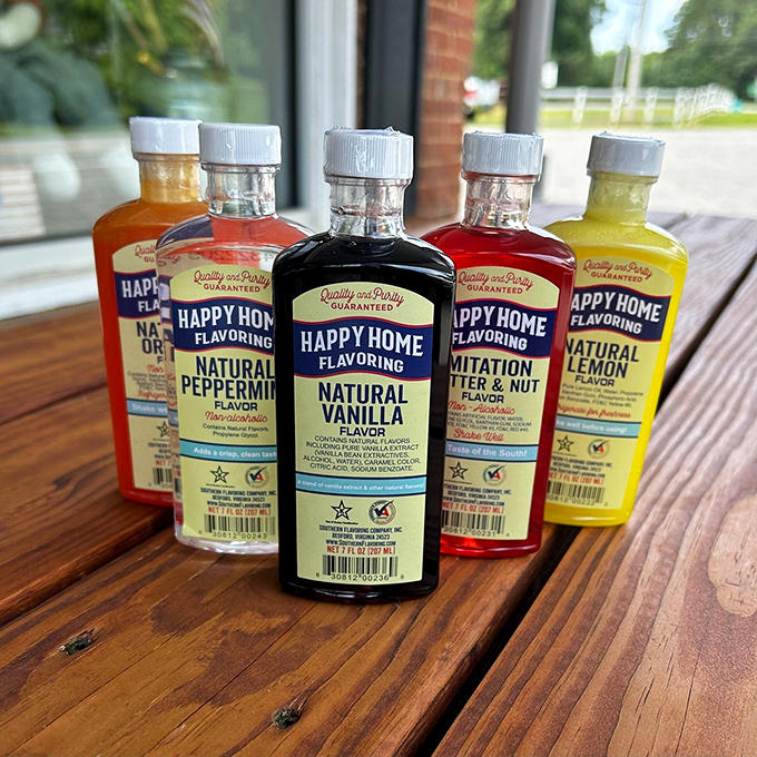 Happy Home Flavorings – vintage bottle designs that haven't changed since your grandmother baked her first Christmas cookies.