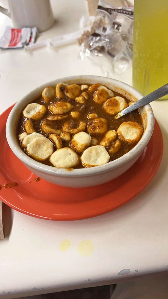 The chili soup—essentially the Coney's sauce in bowl form—topped with oyster crackers is winter comfort in its purest expression.