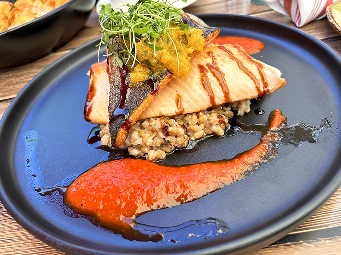 Idaho rainbow trout presented with the respect it deserves—perfectly seared and plated like the local celebrity it truly is.