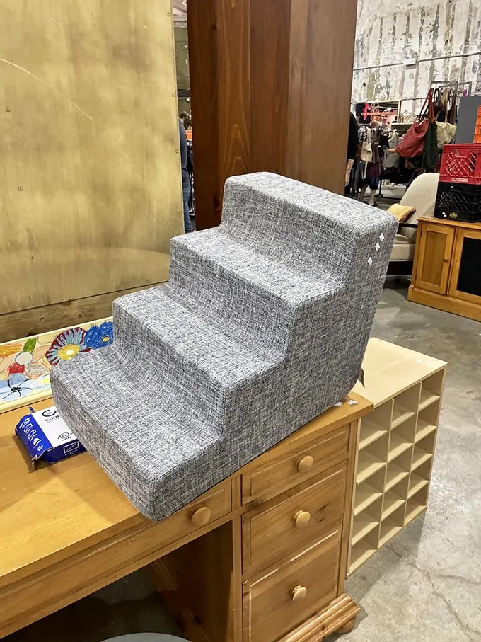 Pet stairs for your furry friend who's too dignified to jump? Or the world's smallest staircase for tiny imaginary people? You decide.
