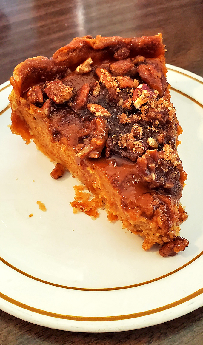 Pumpkin pecan pie that doesn't make you choose between Thanksgiving favorites—it's the diplomatic solution to dessert debates everywhere.