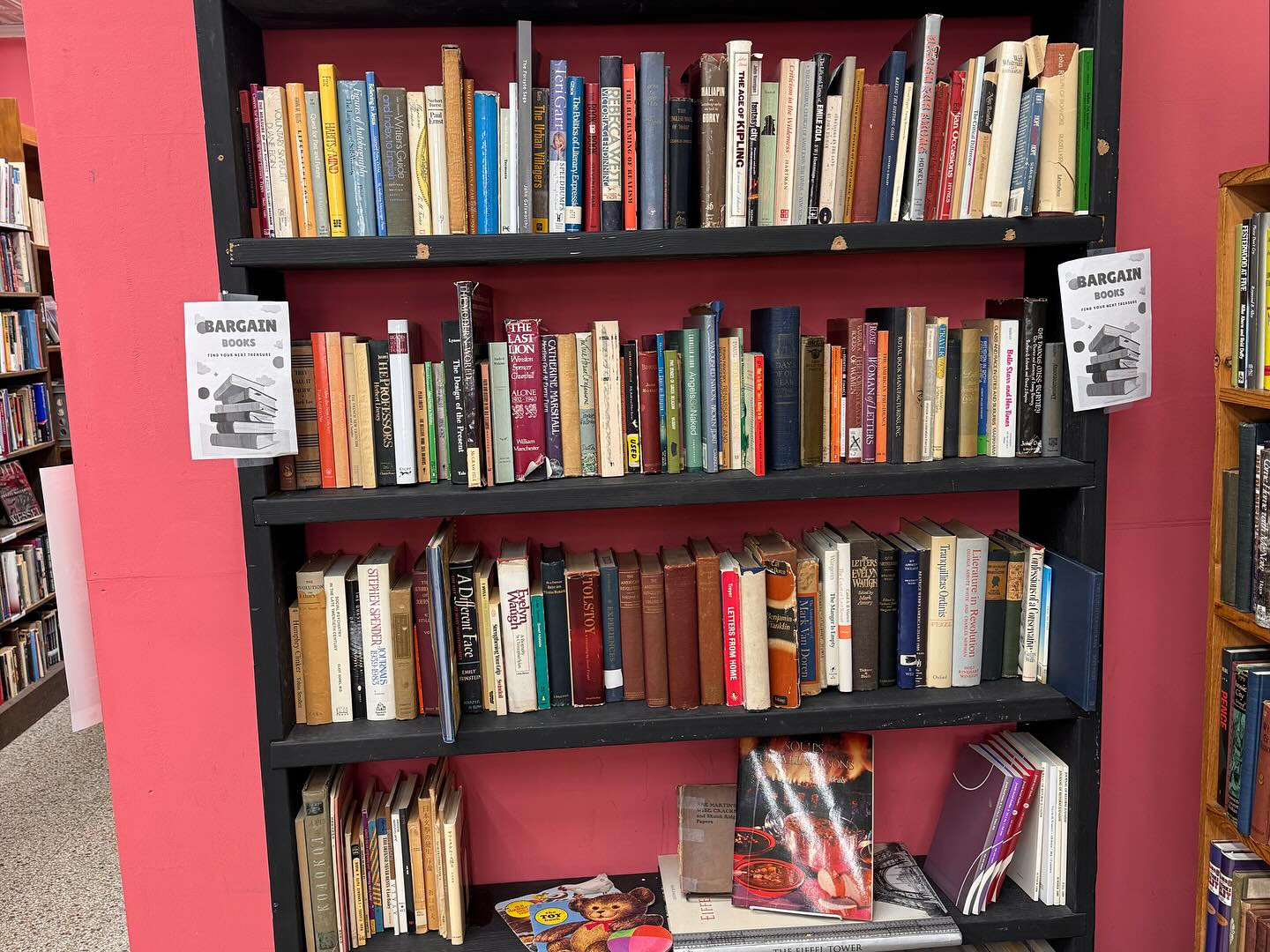 The bargain section—where budget-conscious bibliophiles strike gold. Like a literary clearance rack where every item tells a complete story.