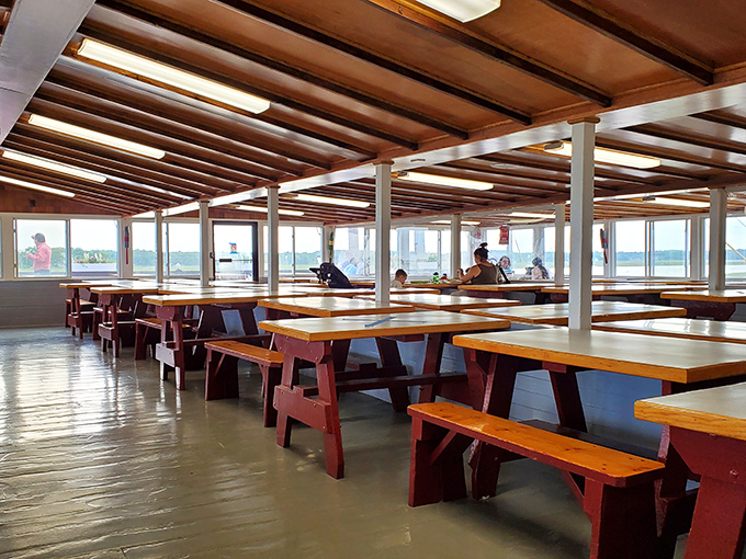 The dining room at low tide—a rare moment of calm before the inevitable wave of hungry patrons crashes in for dinner service.