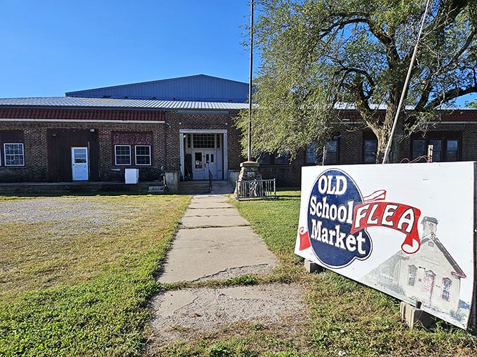 This former schoolhouse teaches a master class in repurposing—where education once happened, now bargain hunting educates the masses.