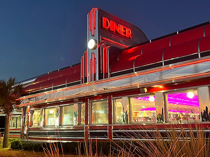 Step into a time machine disguised as a diner! The Sunliner's gleaming exterior promises a journey back to the golden age of American cuisine.