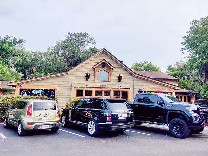 The butterfly-adorned exterior of TacoLu beckons like a colorful beach cottage that decided to have a fiesta. Pure Jacksonville Beach charm!