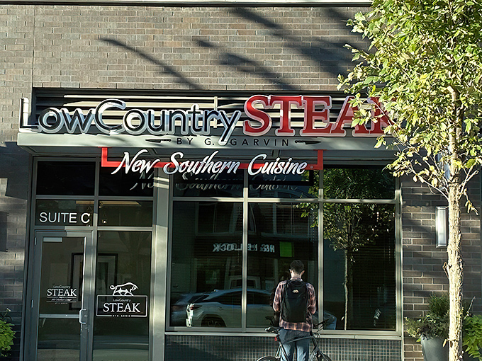 LowCountry Steak's exterior announces itself with understated confidence – like a Southern gentleman who knows he's the most interesting person at the party.