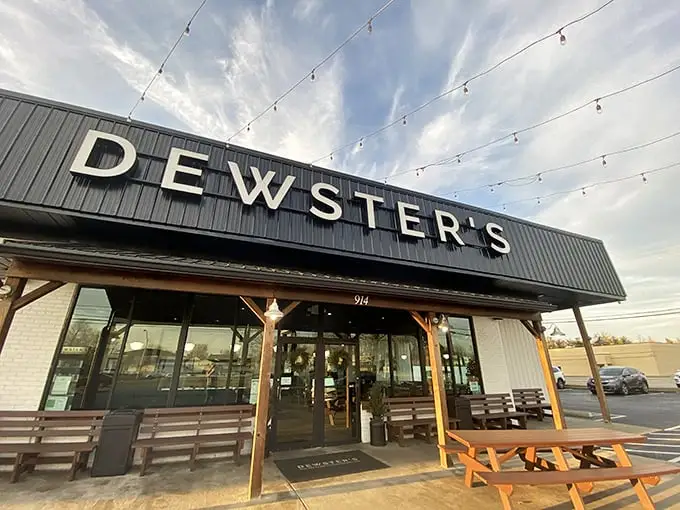 The welcoming storefront of Dewster's beckons like an ice cream oasis, complete with picnic tables for enjoying your frozen treasures in the Kentucky sunshine.
