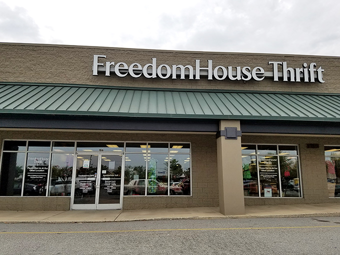 The unassuming exterior of Freedom House Thrift belies the treasure trove within—like finding a five-star restaurant in a strip mall, the real magic happens once you step inside.