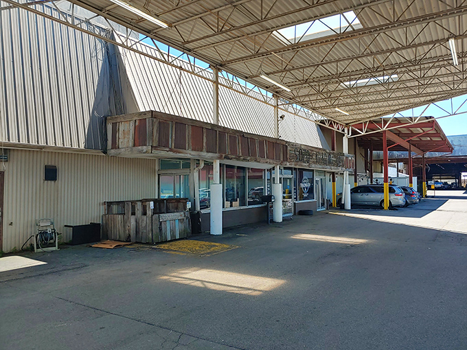 The unassuming exterior of Sozo Trading Co. belies the treasure trove within—like finding a portal to another dimension disguised as a warehouse.