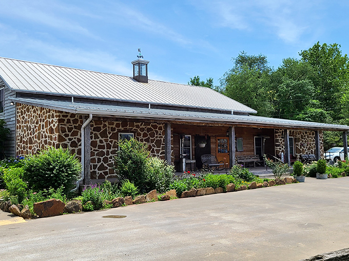 The stone-and-timber exterior of The Wooden Spoon isn't just rustic charm—it's a promise of what awaits inside: authenticity without pretense. Photo Credit: Tyler Bristow