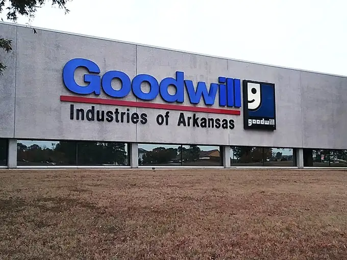 The mothership has landed! Goodwill's Arkansas headquarters stretches across the landscape like a treasure hunter's promised land.
