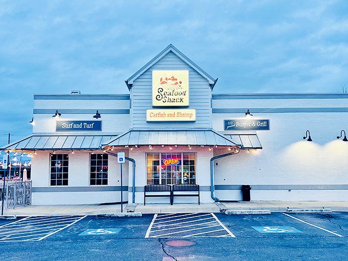 The unassuming exterior of Seafood Shack in Marion belies the coastal treasures within. Sometimes the best seafood comes from places without an ocean view.