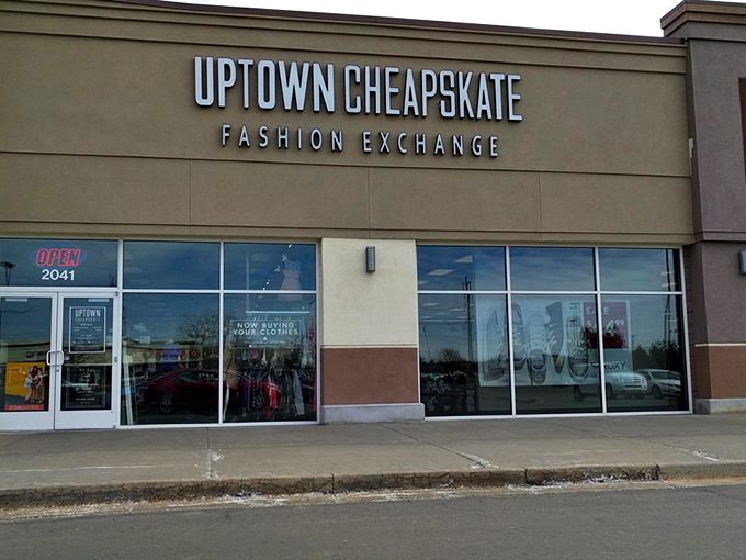 The storefront beckons like a fashion oasis in the desert—sleek, inviting, and promising treasures that won't require a second mortgage.
