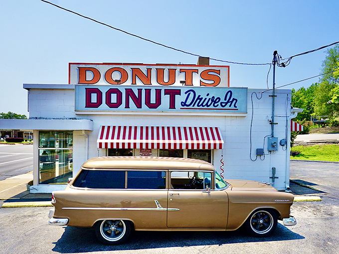 The unassuming white brick façade of Donut Drive-In has been beckoning sweet-toothed St. Louisans since the 1950s. Route 66 never smelled so good.