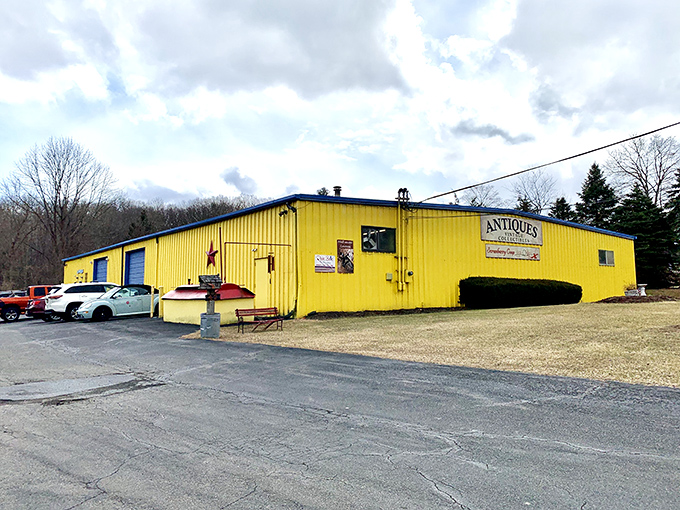 The sunshine-yellow exterior of Scranberry Coop isn't just eye-catching—it's practically a beacon calling out to treasure hunters across Sussex County.