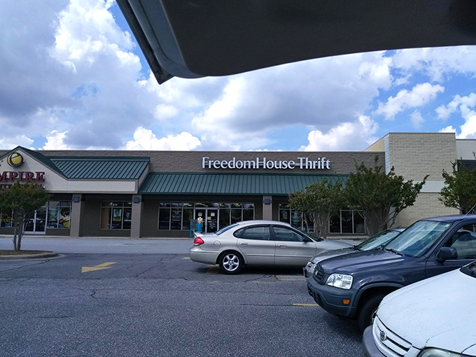 The unassuming exterior of Freedom House Thrift belies the treasure trove within—like finding a five-star restaurant in a strip mall, the real magic happens once you step inside.
