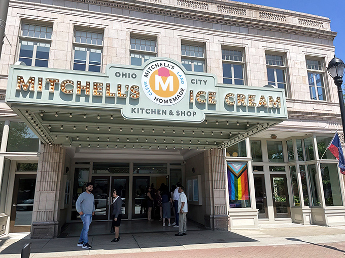 The vintage marquee announces today's flavors like Broadway shows. Cleveland's ice cream theater where every scoop deserves top billing.