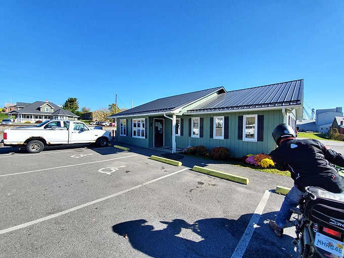 The unassuming exterior of Moey's Diner proves once again that culinary treasures often hide in plain sight. This little green building holds breakfast magic inside.