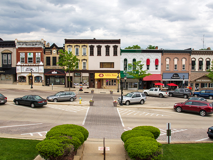 The Minhas Craft Brewery sign stands proud, announcing itself as the "Oldest Brewery in the Midwest" – a liquid history lesson waiting to be savored.