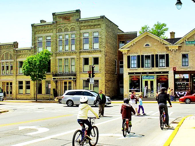 Cedarburg's historic downtown buildings tell stories in brick and mortar. This furniture store exemplifies the town's commitment to preserving its architectural heritage while keeping businesses thriving.