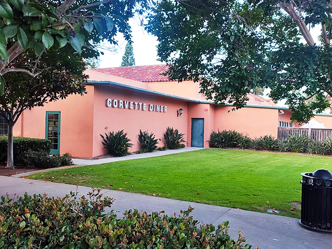 The unassuming exterior plays it cool, like a 1950s heartthrob hiding behind sunglasses. This stucco façade in Liberty Station conceals a time machine within.