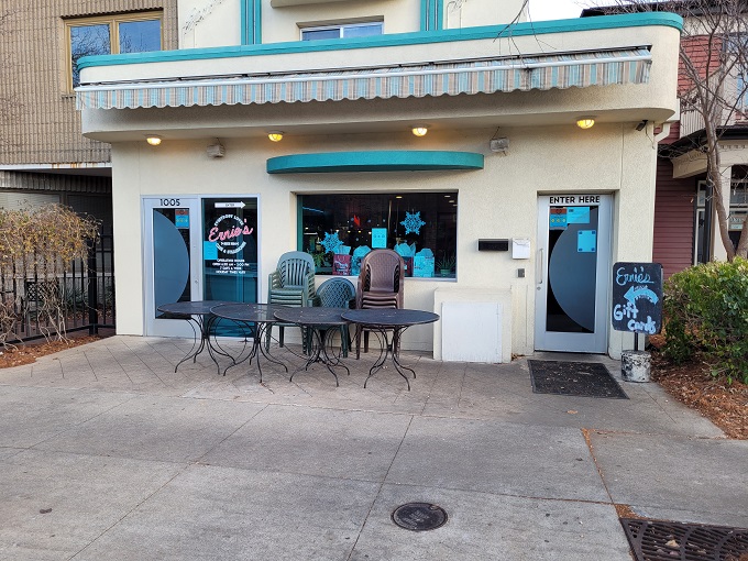 Step into a time machine, folks! Ernie's exterior is a delightful blend of retro charm and small-town Americana. It's like the 1950s decided to throw a party and invited a building.