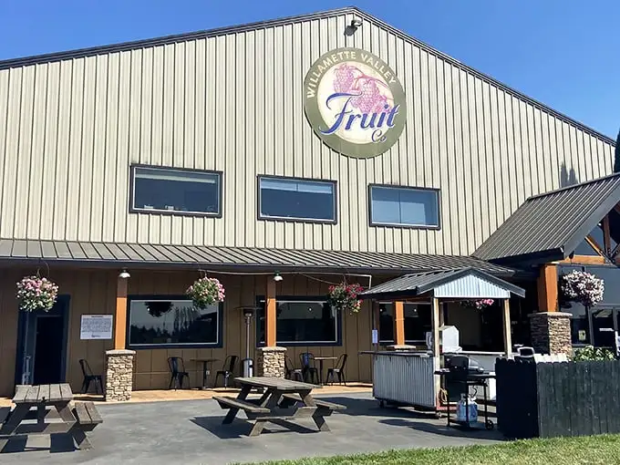 The rustic charm of Willamette Valley Pie Company beckons from the roadside like a delicious mirage in Oregon's agricultural heartland.