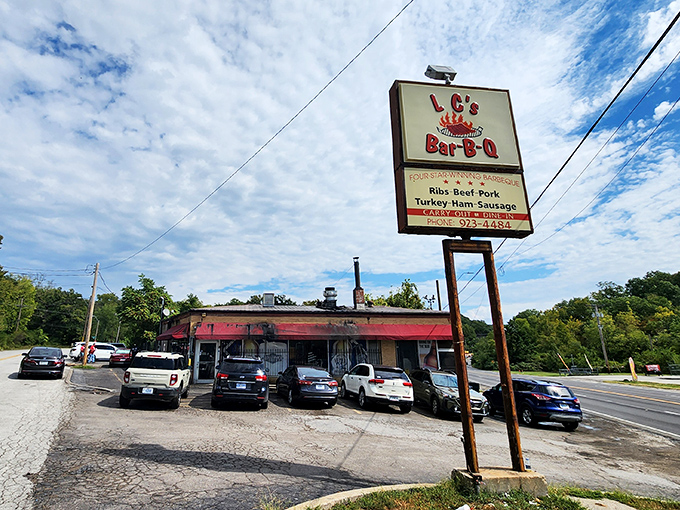 The unassuming brick exterior of LC's Bar-B-Q looks exactly like what barbecue dreams are made of—no frills, just smoke signals beckoning the hungry to enter.