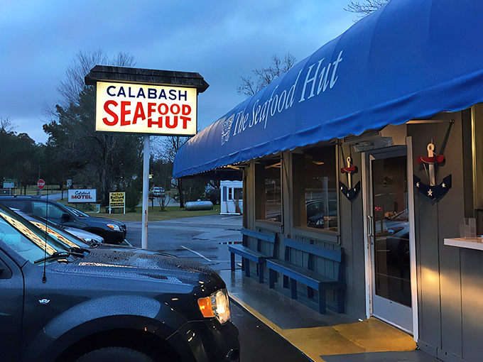 The iconic blue awning and classic signage promise seafood nirvana. Like spotting a lighthouse in a storm of mediocre dining options.