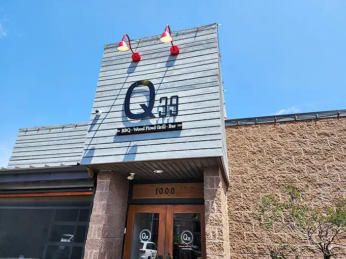 Q39's modern exterior combines industrial chic with barbecue tradition, like if an architect and a pitmaster had a delicious brick-and-mortar baby.