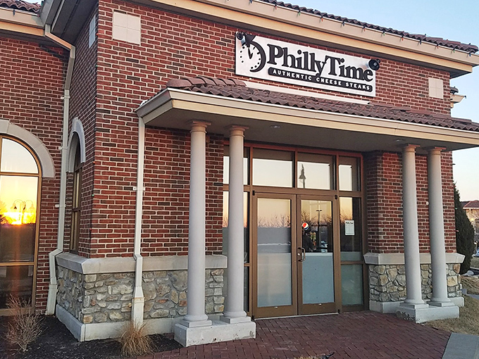 The brick façade of Philly Time stands as a beacon for sandwich seekers, promising authentic Philadelphia flavors in the heart of Kansas City.
