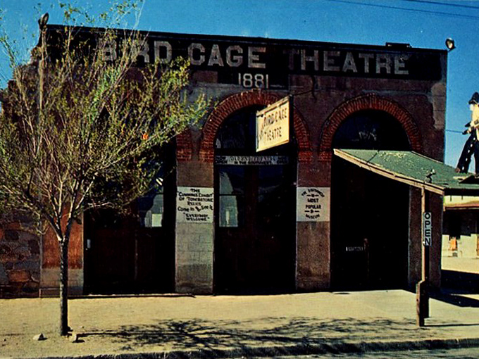 The unassuming facade of Tombstone's Bird Cage Theatre belies the wild history within. Like a poker player with a royal flush, it keeps its best secrets hidden.