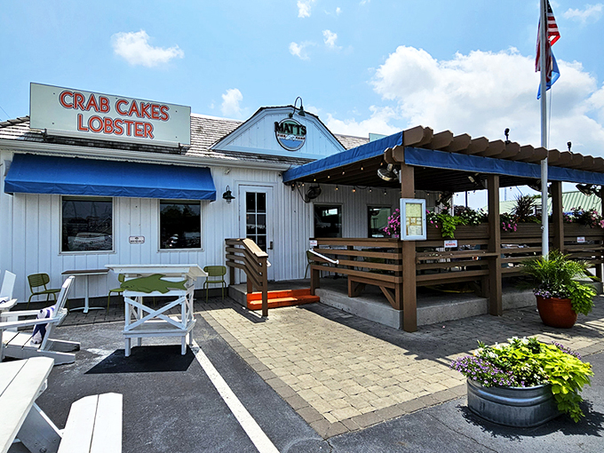 The American dream with a side of seafood! This unassuming coastal gem flies both Old Glory and Delaware's flag proudly above its "Fried Clams - Fresh Fish" promise.