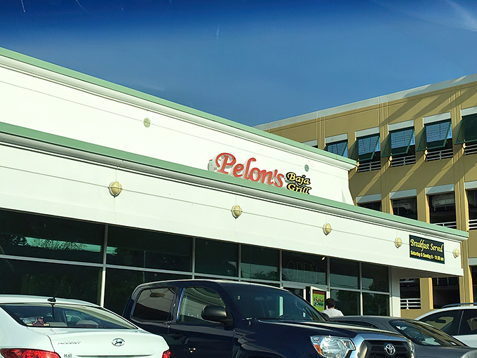 The unassuming exterior of Pelon's Baja Grill hides culinary treasures within—like finding a winning lottery ticket in your jeans pocket.