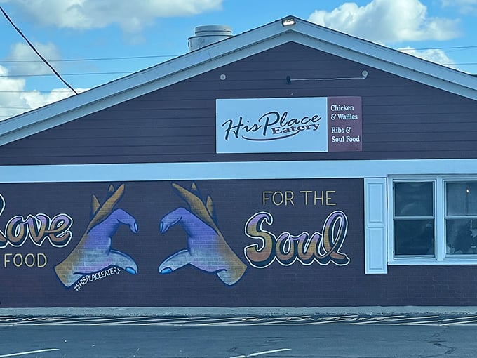 The unassuming red exterior of His Place Eatery might not look like food nirvana, but trust me—culinary treasures await behind those modest doors.