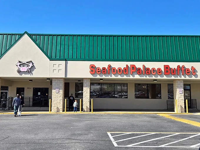 The unassuming exterior of Seafood Palace Buffet hides a seafood wonderland within. Like finding a pearl in an oyster, the real treasure awaits inside.