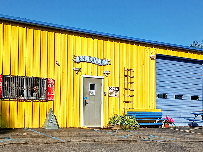 The sunshine-yellow exterior of Scranberry Coop isn't just eye-catching—it's practically a beacon calling out to treasure hunters across Sussex County.