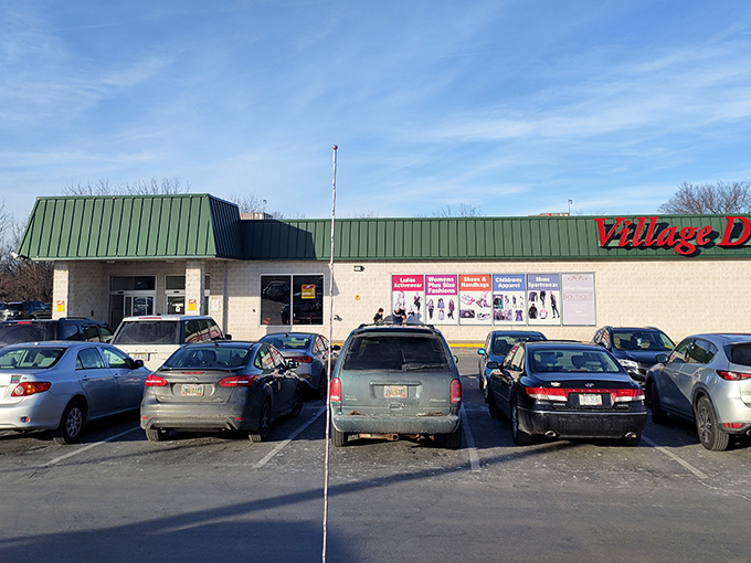 The unassuming exterior with its bold red signage and colorful window displays is like a siren call to bargain hunters across Northeast Ohio.