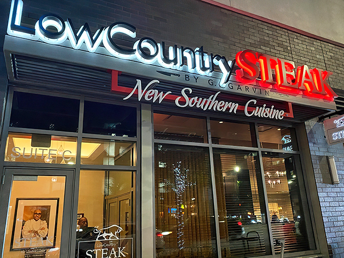 LowCountry Steak's exterior announces itself with understated confidence – like a Southern gentleman who knows he's the most interesting person at the party.