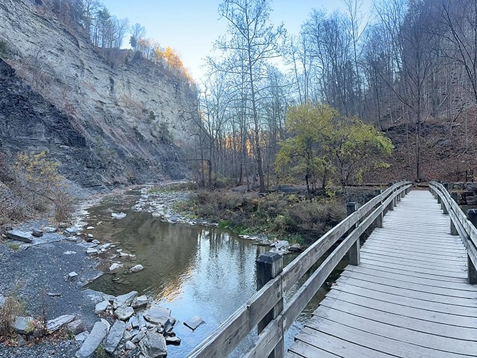 Mother Nature's grand amphitheater features a 215-foot waterfall plunging into a limestone basin—proof that New York's most impressive skyscrapers aren't all in Manhattan. 