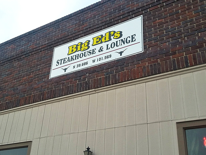 The unassuming brick exterior of Big Ed's hides culinary treasures within, like finding a diamond mine disguised as a storage shed. 