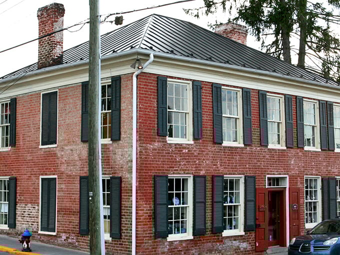 Lewisburg's colorful downtown buildings tell stories in brick and mortar, each façade a chapter in the town's architectural narrative.