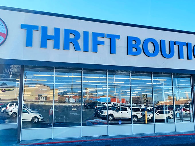 The blue sign beckons like a siren call to treasure hunters. This unassuming storefront in Millcreek hides a universe of possibilities inside.