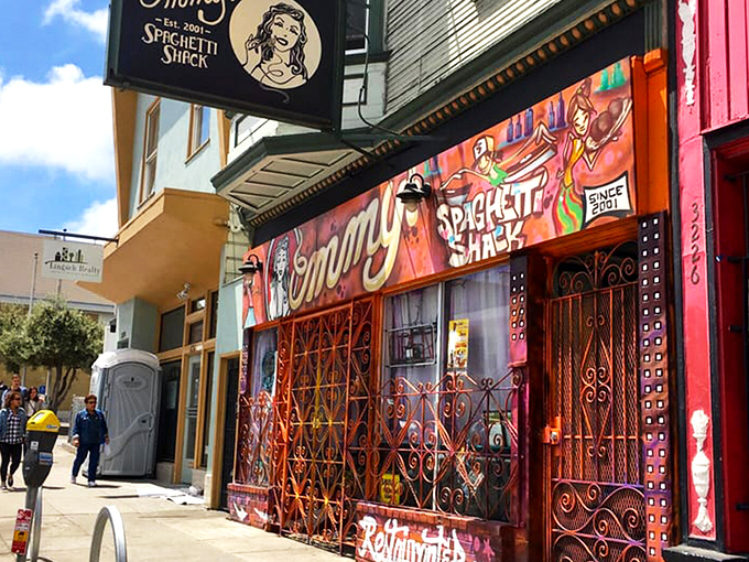 The vibrant storefront looks like what would happen if Italian comfort food and San Francisco funk had a beautiful baby together.