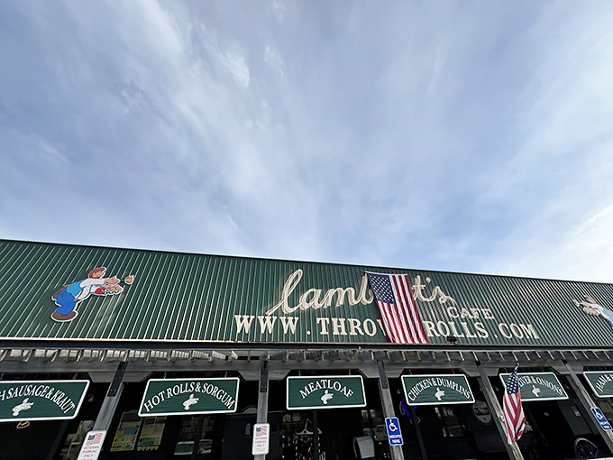 Lambert's iconic green exterior beckons road-trippers like a carnival barker promising the greatest show on earth—with carbs that fly through the air!