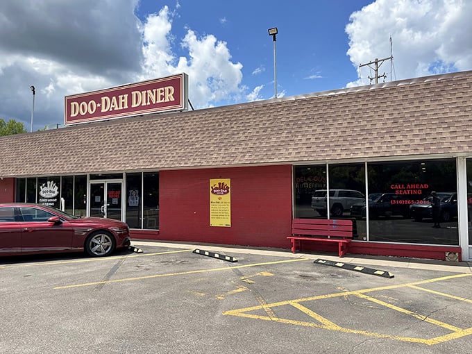 Welcome to flavor town! The Doo-Dah Diner's unassuming exterior hides a world of culinary delights, proving that you should never judge a book by its cover – or a diner by its parking lot.