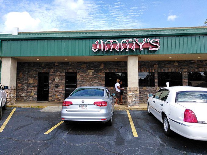 Jimmy's unassuming exterior hides a culinary wonderland behind its stone façade. Like finding a treasure chest disguised as an ordinary box.