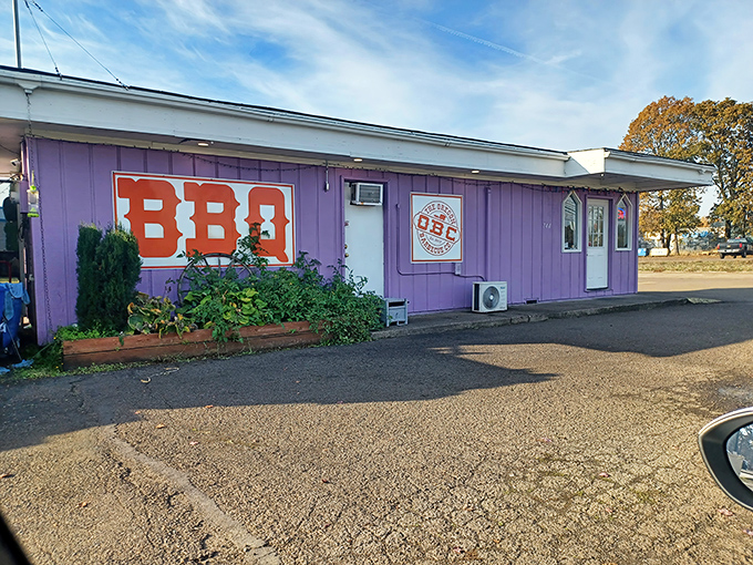 The purple palace of pork! Oregon Barbecue Company's humble exterior belies the smoky treasures waiting inside this Albany landmark.